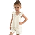 Ashirexll Girls Summer Outfits Solid Color Three Dimensional Flower ...