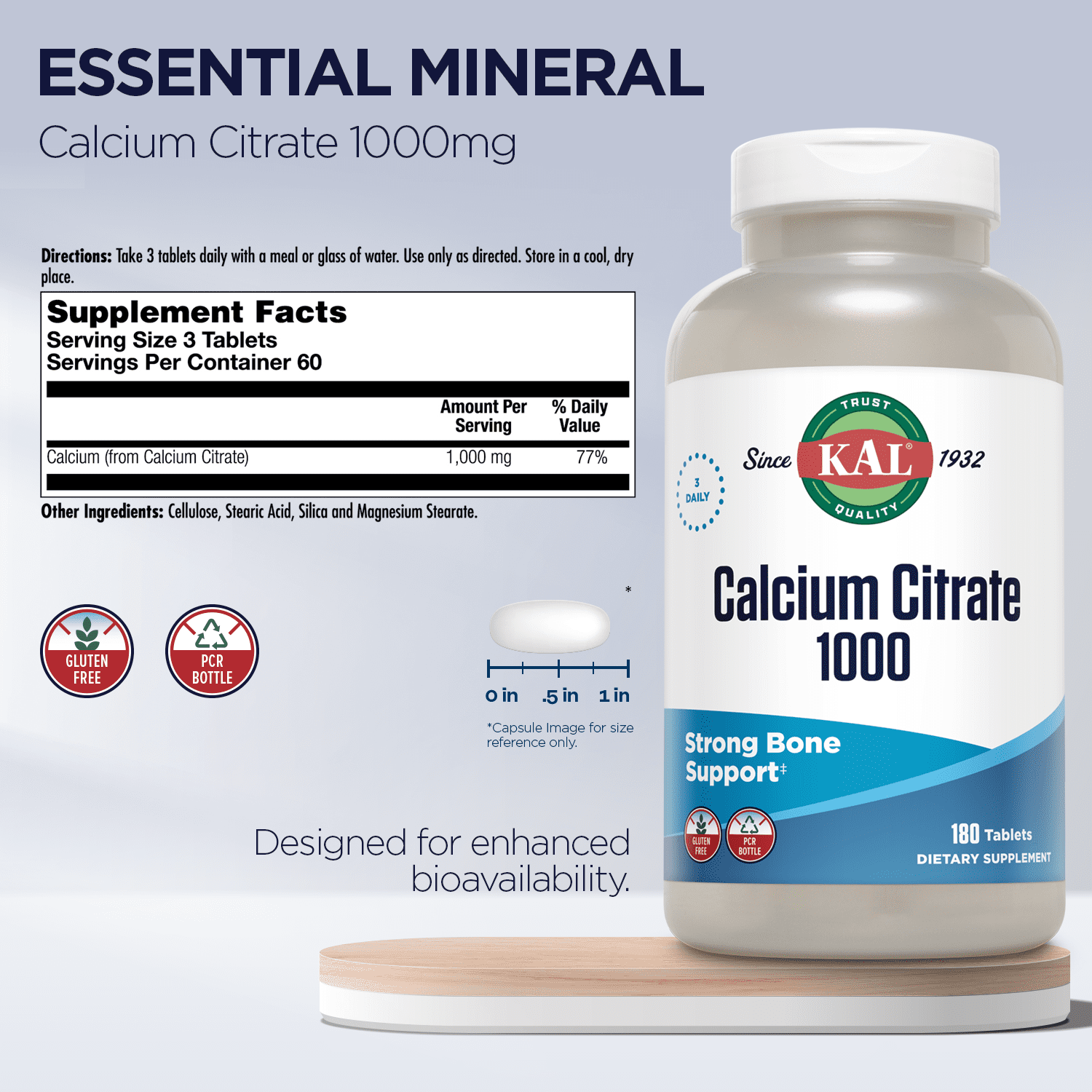 Buy KAL Calcium Citrate 1000mg | Teeth & Bone Health, Nervous, Muscular ...