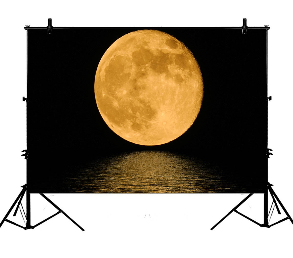 YKCG 7x5ft Full Buring Moon Night Moonshine over the Sea Photography ...
