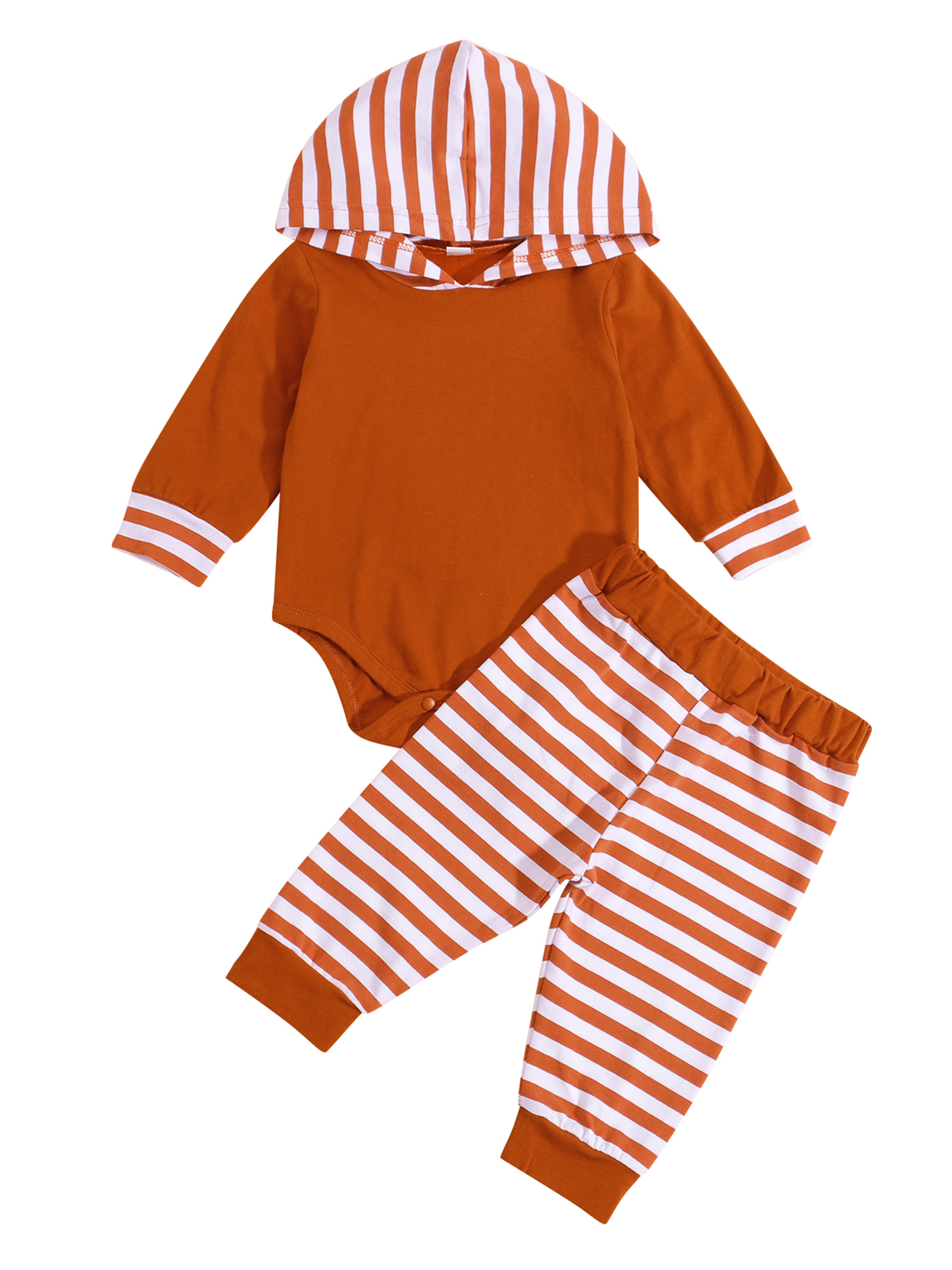 Canrulo 2Pcs Infant Baby Boys Clothes Striped Printed Hooded Long Canrulo 2Pcs Infant Baby Boys Clothes Striped Printed Hooded Long