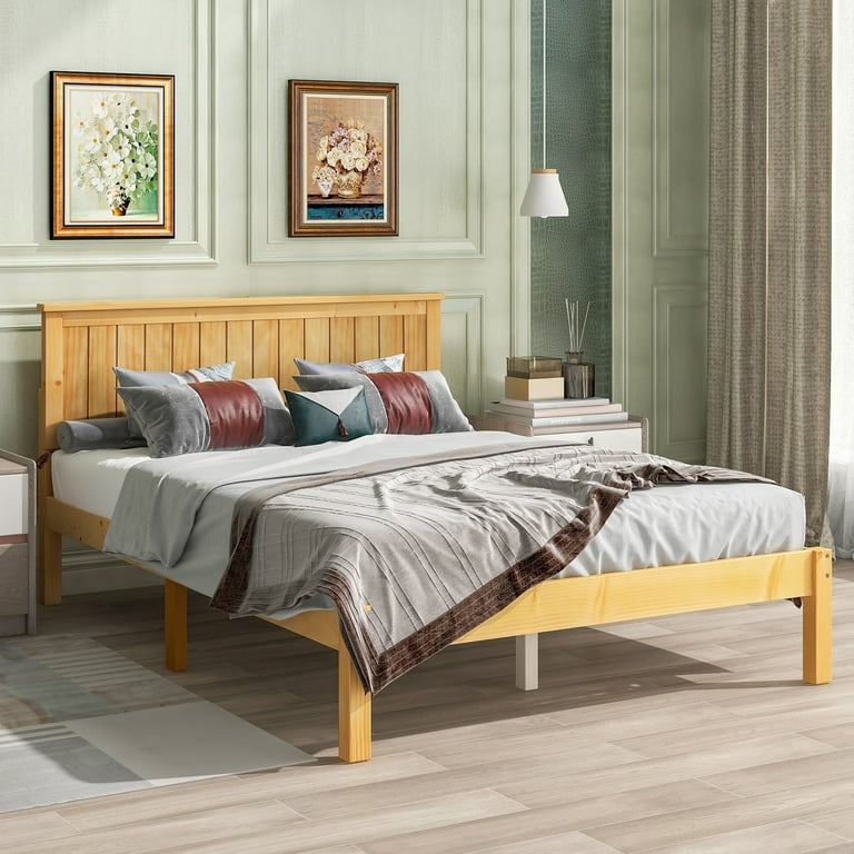 Platform Full Bed with Headboard Natural