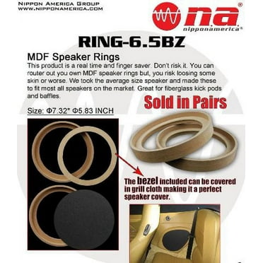 6.5" MDF Speaker Rings 1 Pair = 2 Rings Car Audio Fiberglass Mounting ...