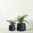 Olly & Rose Large Modern Matt Black Ceramic Plant Pot Set - Textured ...