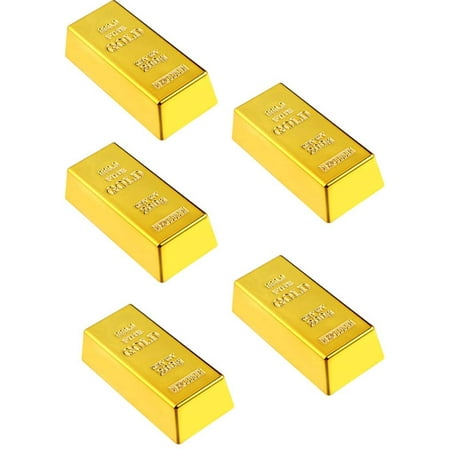 Jiudigo 5pcs Fake Gold Bar Replica Gold Bar Fake Golden Brick Bullion ...