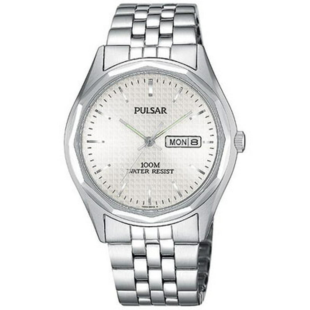 Pulsar - Men's Day/Date Watch - Stainless - White Face - Walmart.com ...