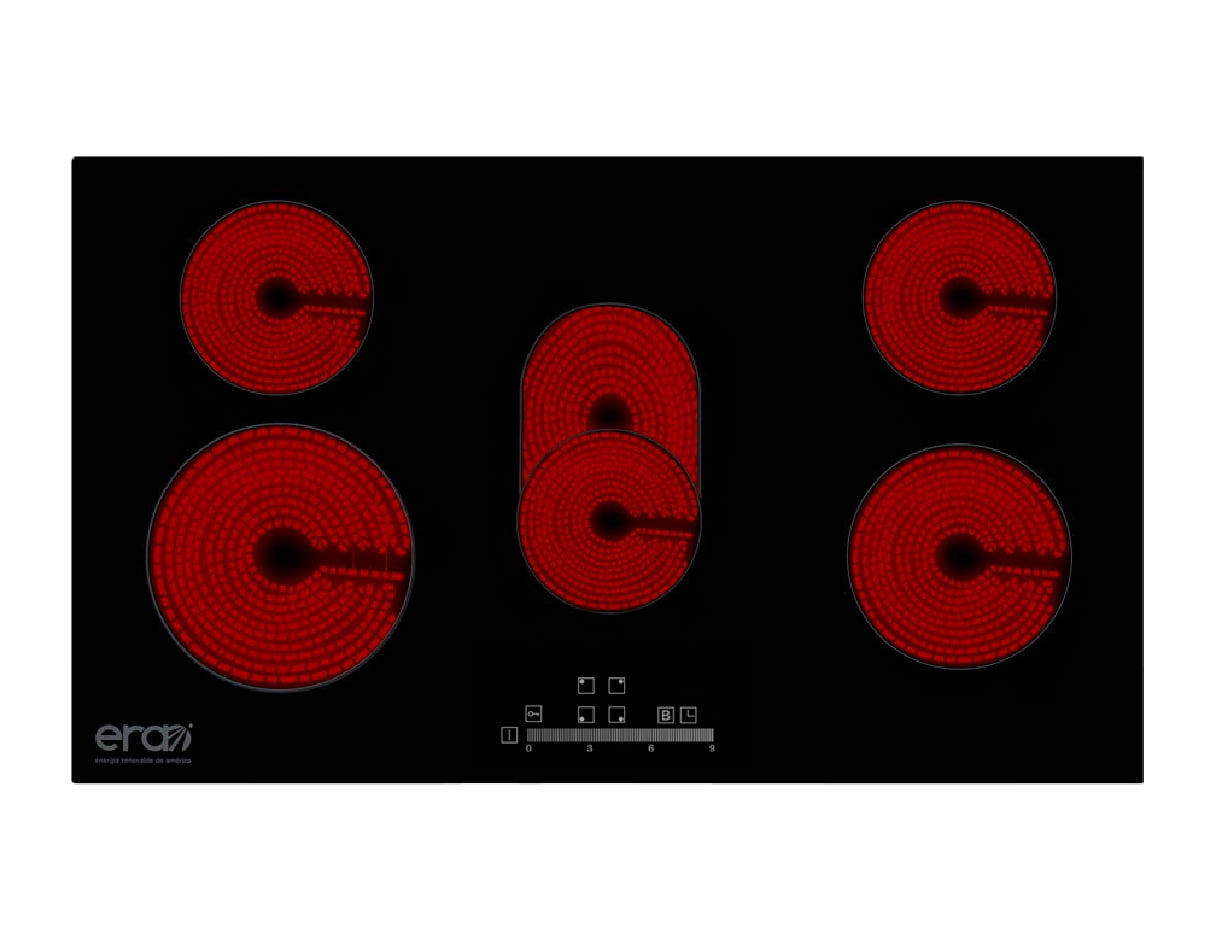 Parrilla Eléctrica Era 5 Quemadores Vitrocerámica 90cm 110v Era Energia ...