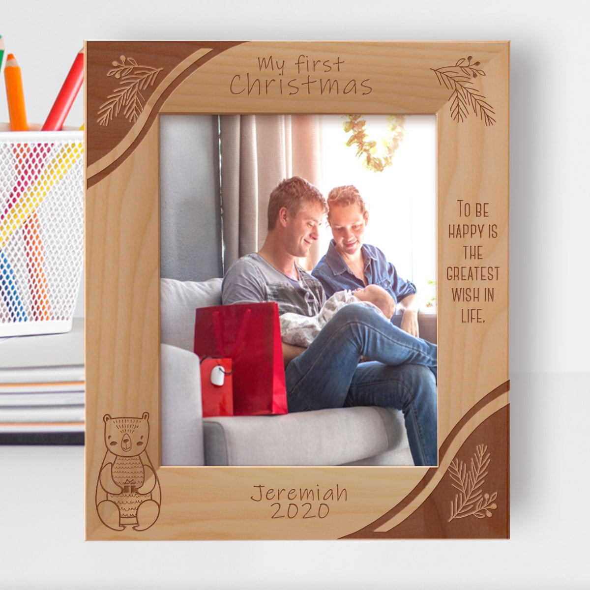 To Be Happy Is The Greatest Wish In Life Personalized Wooden Frame 8" x ...