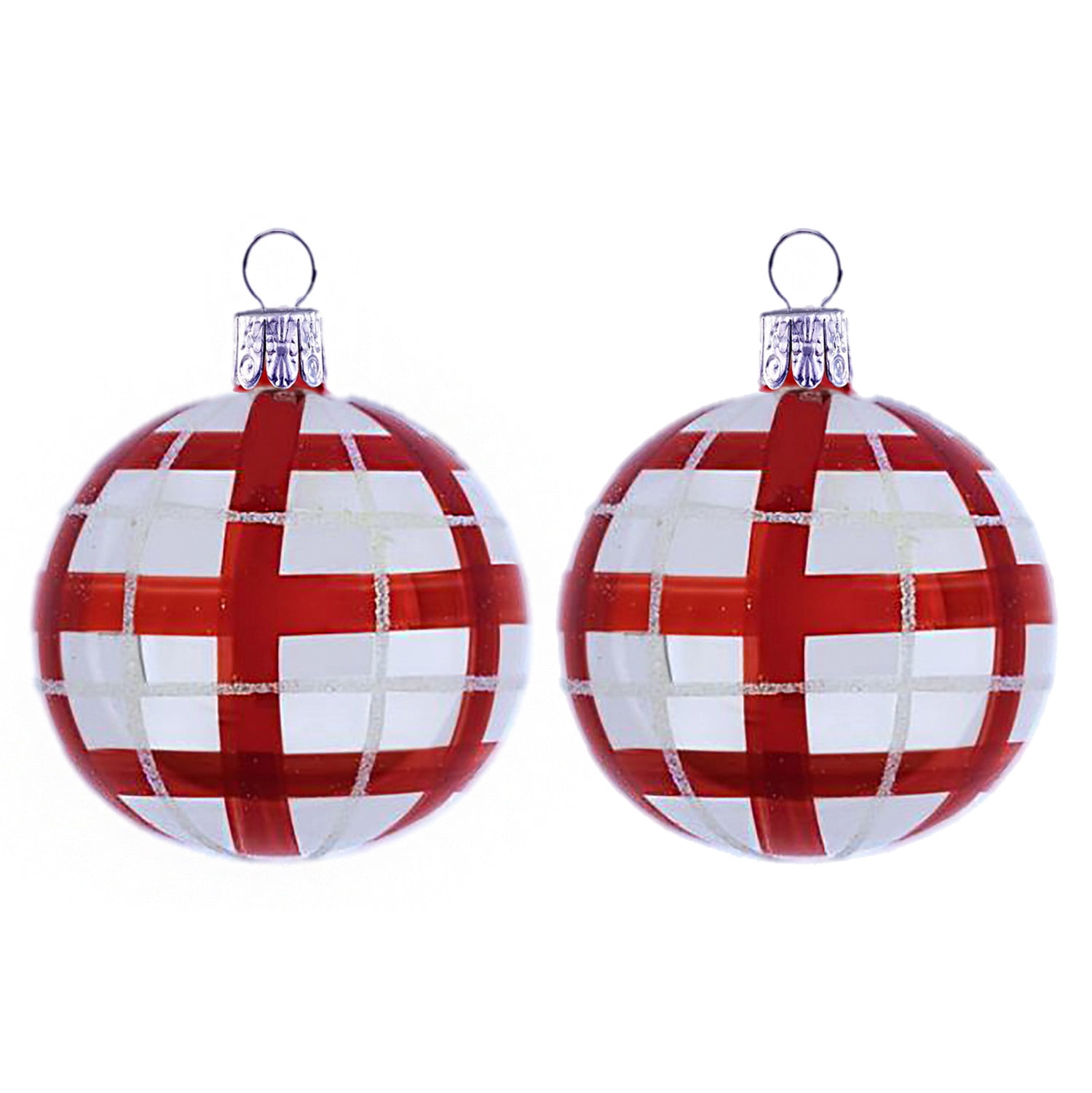 3.15-inch Glass Handpainted Christmas Ornaments Set of 2 Hanging Nordic ...