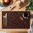 Brown Tan Leopard Cotton Linen Placemats Set of 6, Rustic Boho Vintage ...
