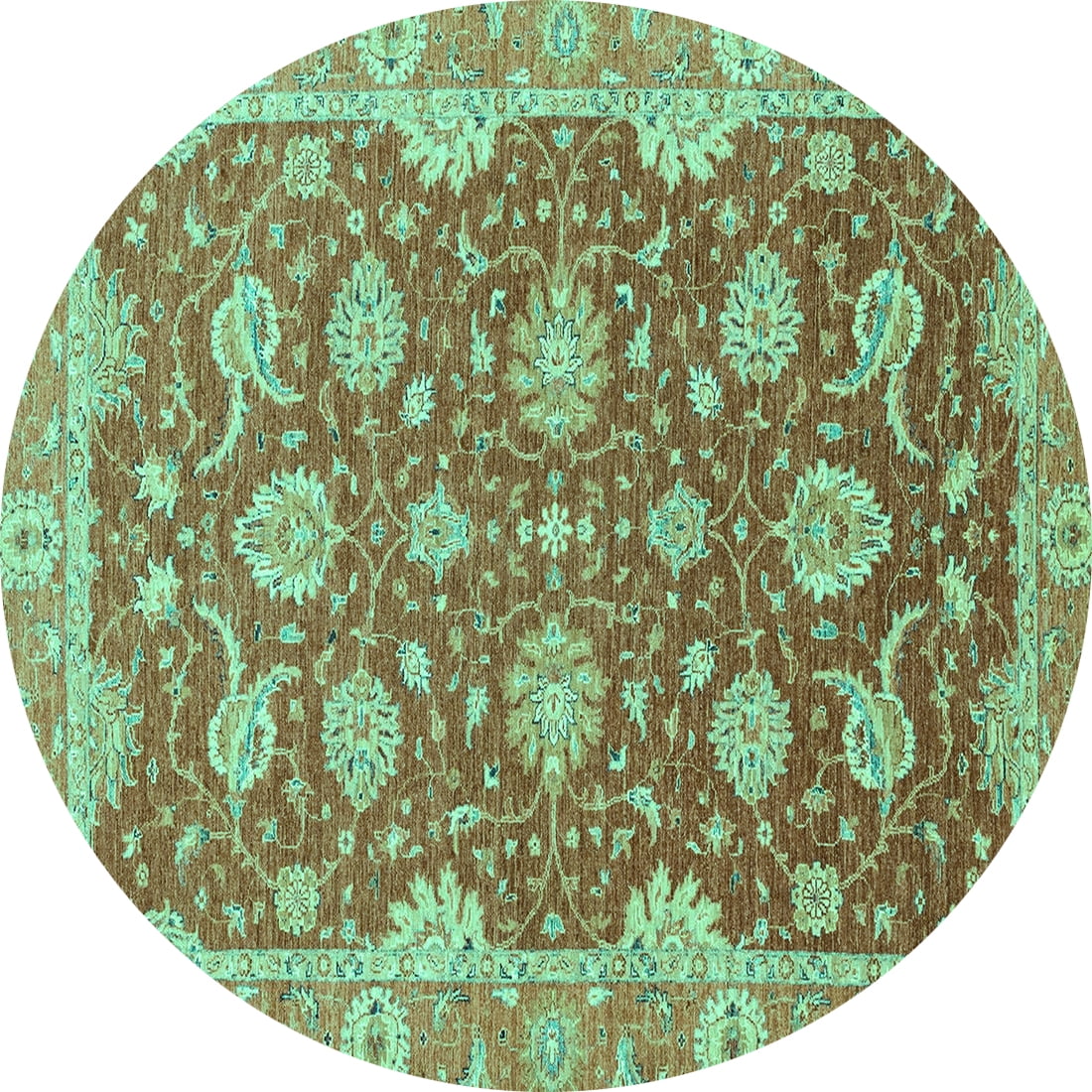 Ahgly Company Indoor Round Oriental Turquoise Blue Traditional Area ...