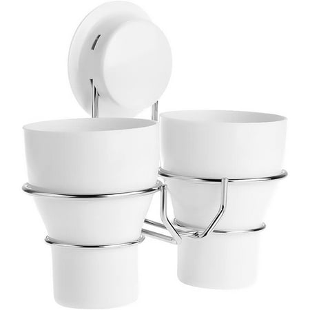 PP+ABS+STAINLESS STEEL 200Cu3 Wall Mount Cup Holder Toothbrush Suction ...