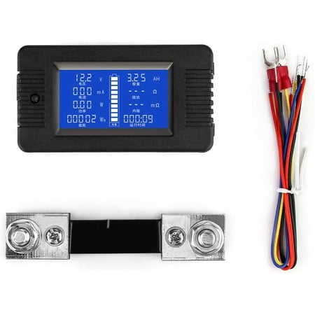 Dyfrio DC Battery Monitor Meter, 0-200V, 100A LCD Display Digital ...