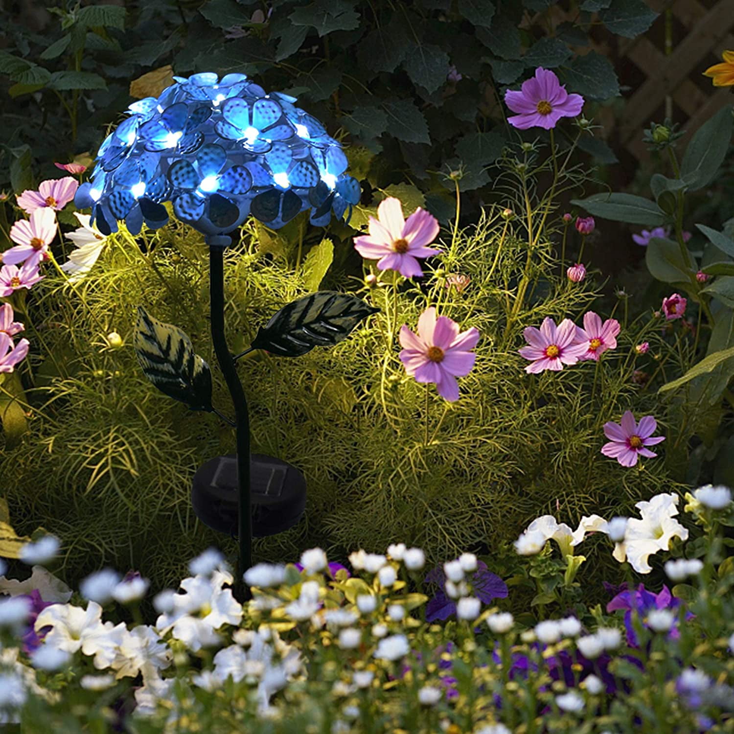 Solar Ground Lights Solar Hydrangea Garden Stake With 26 LED Lights ...
