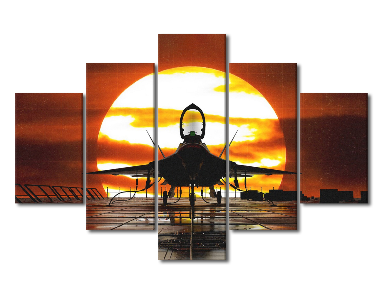 TISHIRON 5PCS Framed Canvas Wall Art Set,60"x40" F-22 Raptor Canvas Art ...