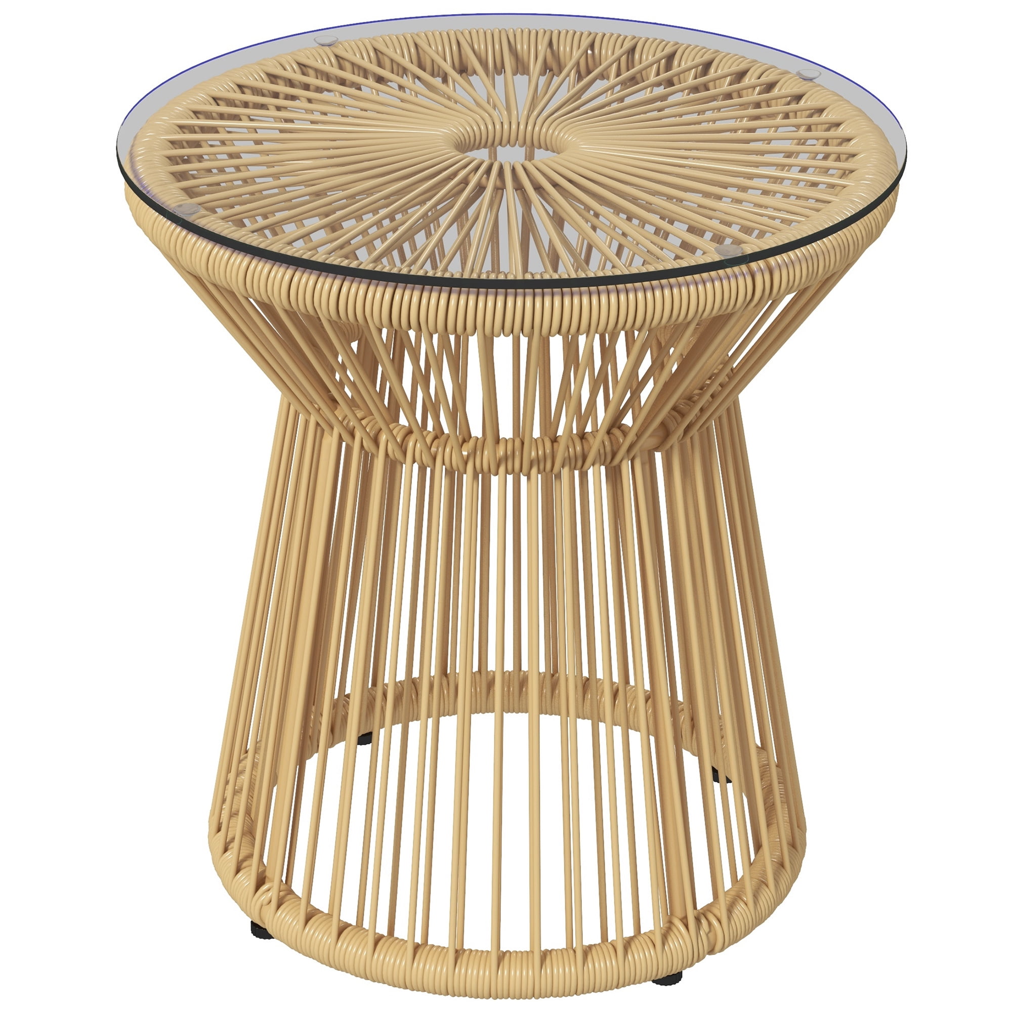 Click here for Outsunny Rattan End Table  Round Hollow Drum Desig... prices