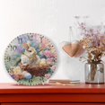 10" Artistic Round Wall Decorative Desk Clock Watercolor Easter Bunny ...