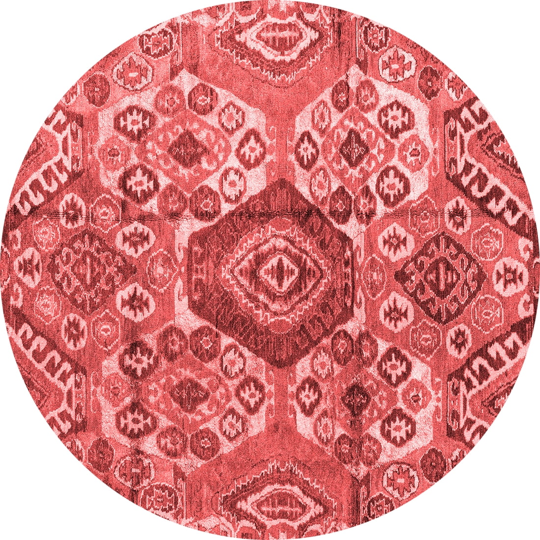 Ahgly Company Indoor Round Abstract Red Modern Area Rugs, 8' Round ...