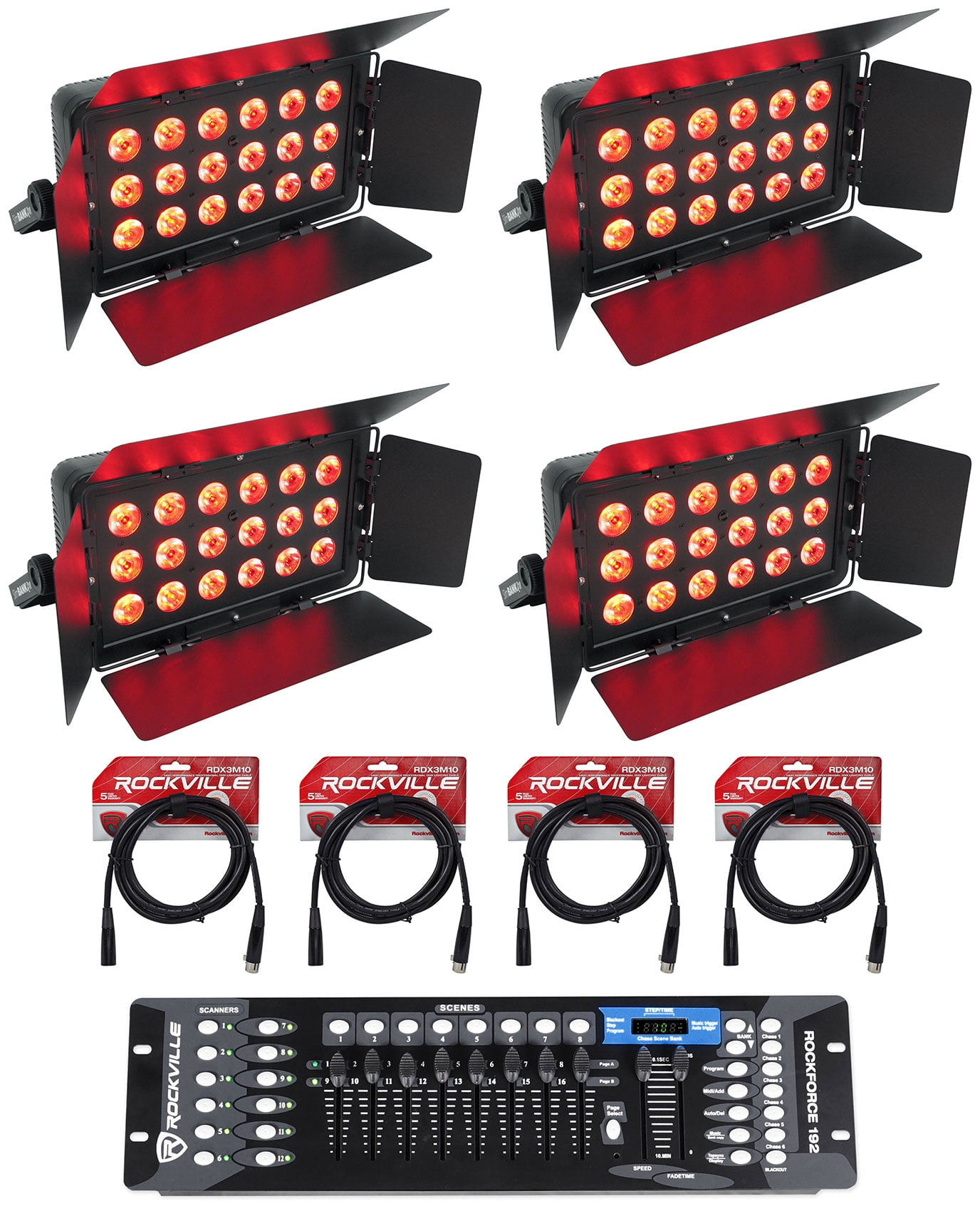 4 Chauvet SlimBANK Q18 ILS D-Fi RGBA Eye Candy Wash Lights+DMX ...