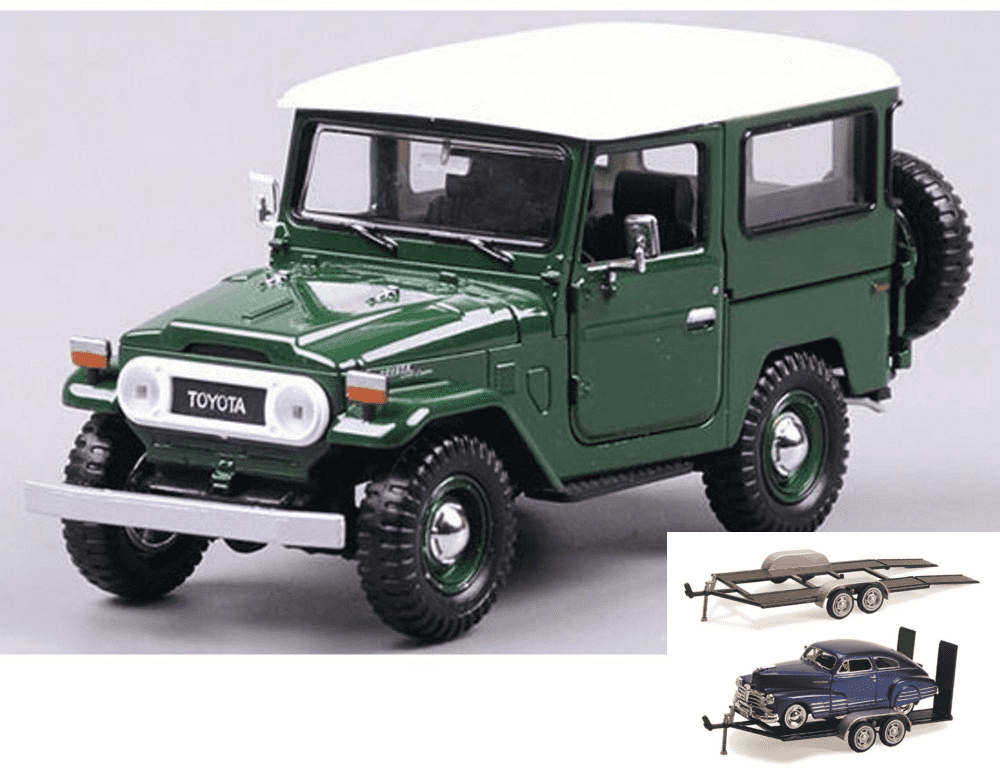 Diecast Car & Trailer Package - Toyota FJ40 Jeep, Green - Motor Max ...
