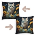 Cushion Covers Cat Sitting Among Flowers Farmhouse Pillow Cover 16"x16 ...