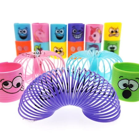 12PCS Mini Rainbow Magic Springs Toys Happy Face Unicorn Kids Birthday ...