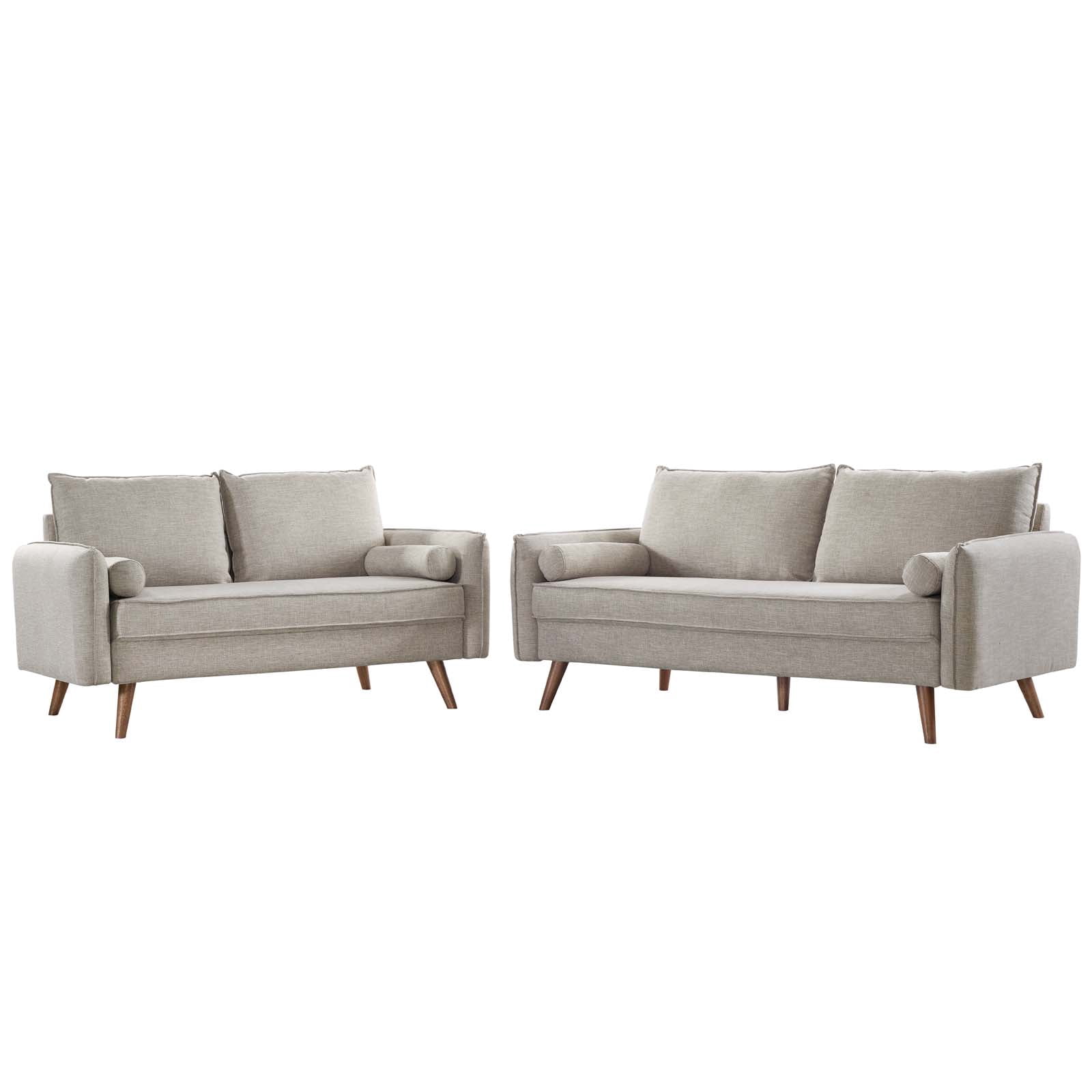 Loveseat and Sofa Set, Fabric, Beige, Modern Contemporary Urban Design ...