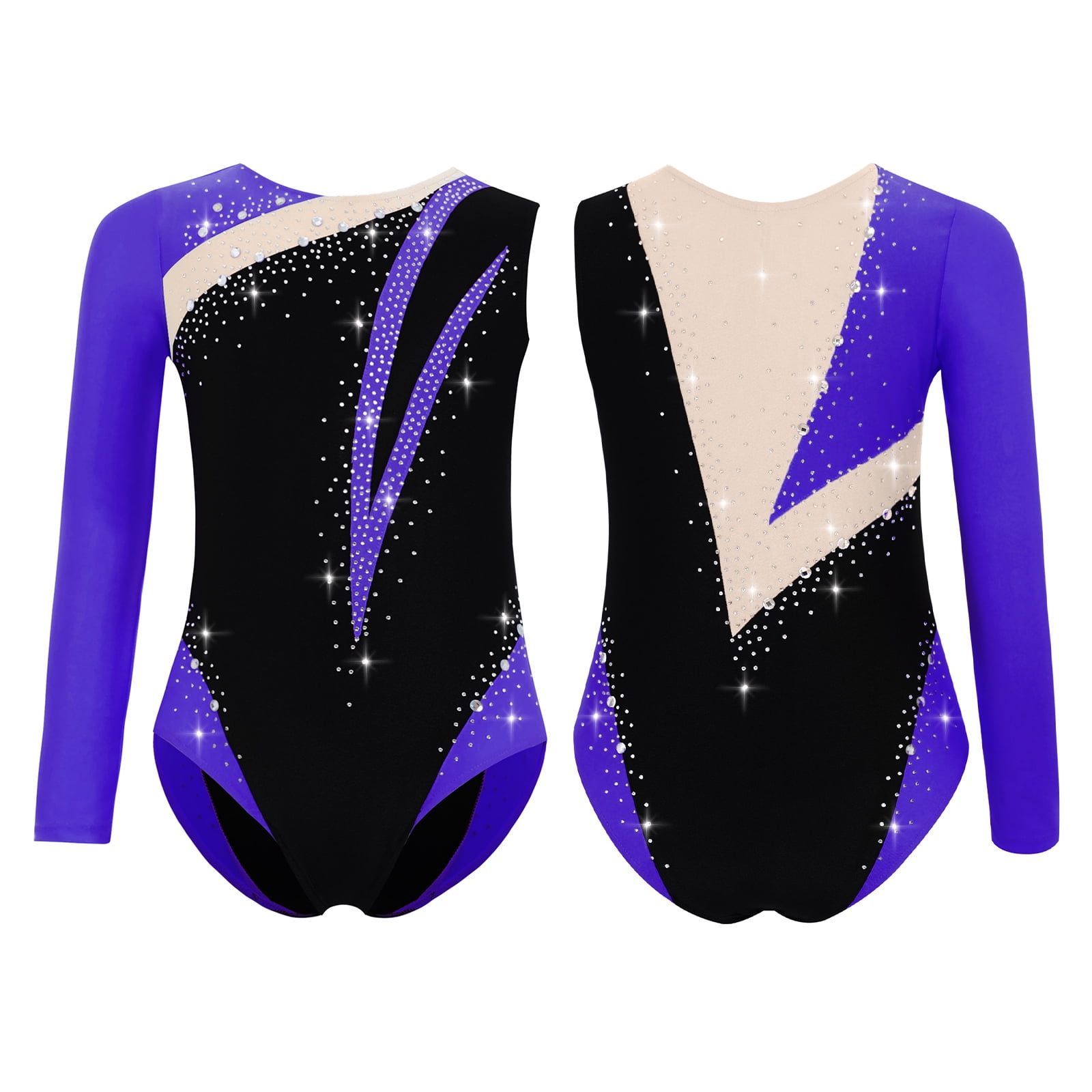 Miaeowve Girls Ballet Dance Leotards Color Block Athletic Bodysuit ...