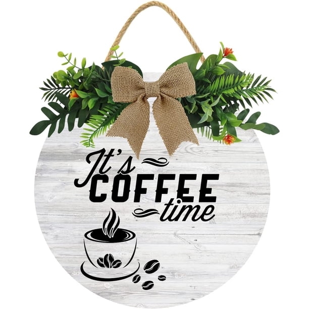 Eveokoki 11" Coffee Bar Wall Signs Decor, Its Coffee Time Sign ...