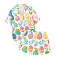 BJUTIR Girls Pajamas Set Fashion Easter Print Button Down Collar Short ...