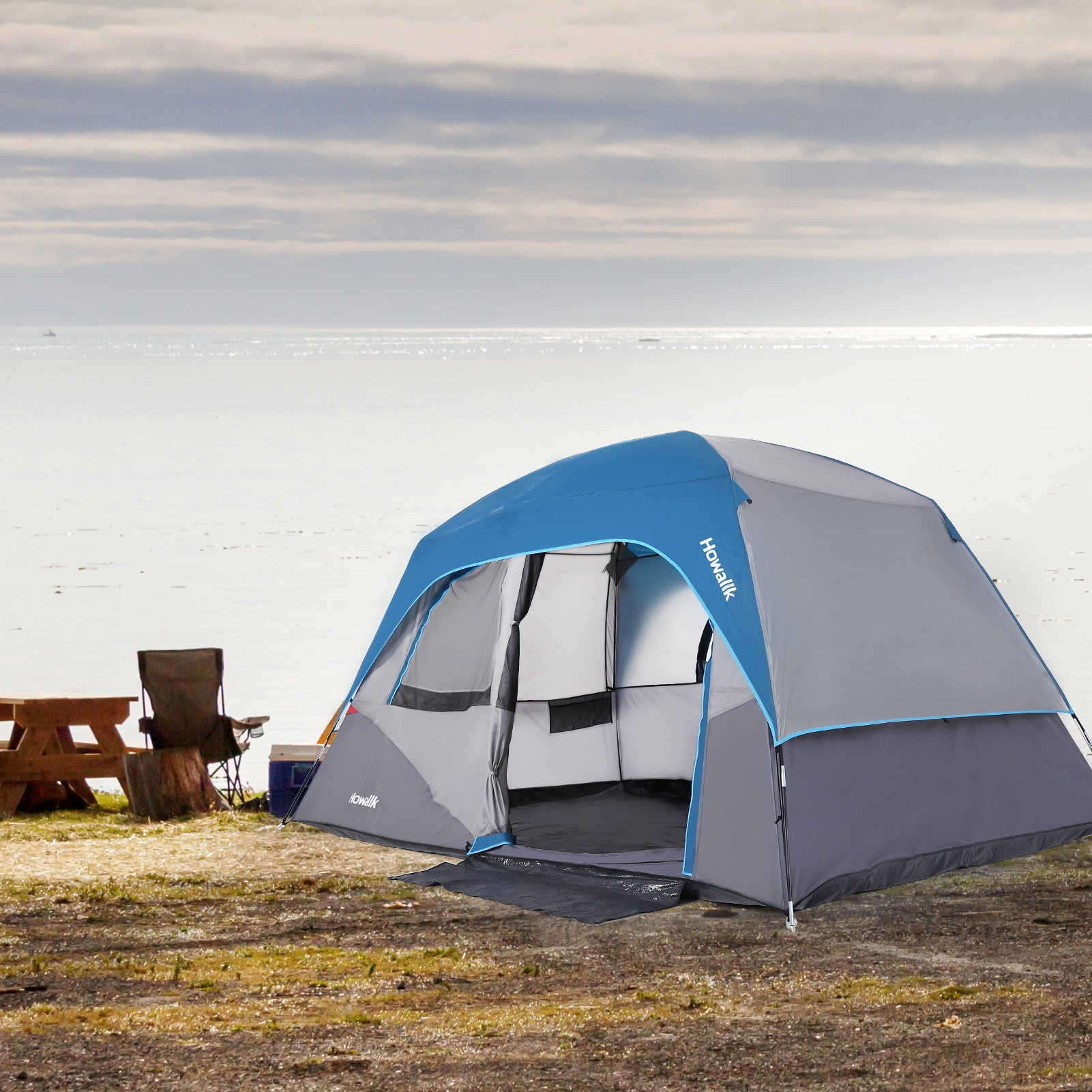 GOGRANT Camping Tent 6 Person, Waterproof Windproof Tent with Easy ...