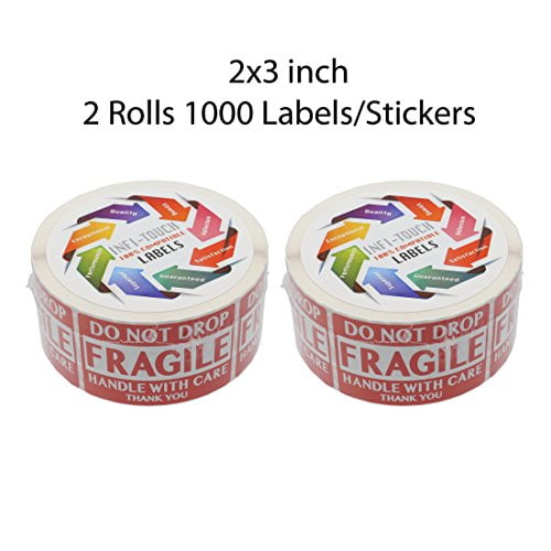 2 Rolls / 1000 Labels, Fragile "Do Not Drop" Handle With Care "Thank ...