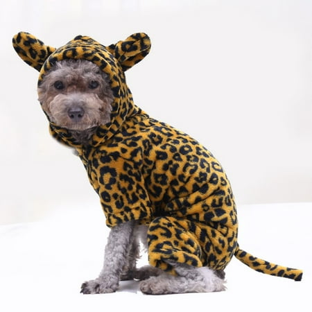 JANDEL Pet Halloween Cosplay Costumes Cheetah Flannel Clothes For Dogs ...