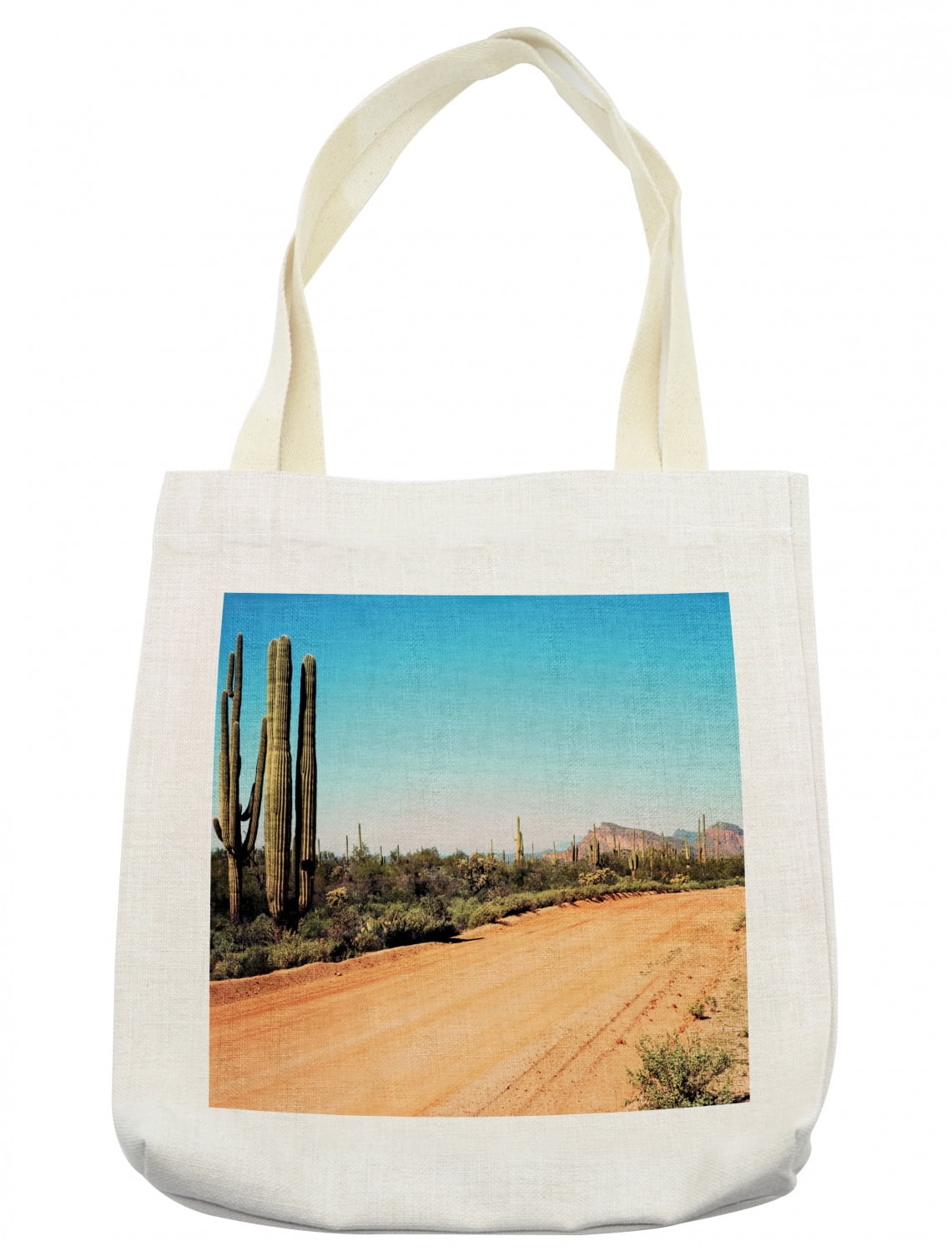 Saguaro Tote Bag, Earth Path with Giant Cactus Plants to the South ...
