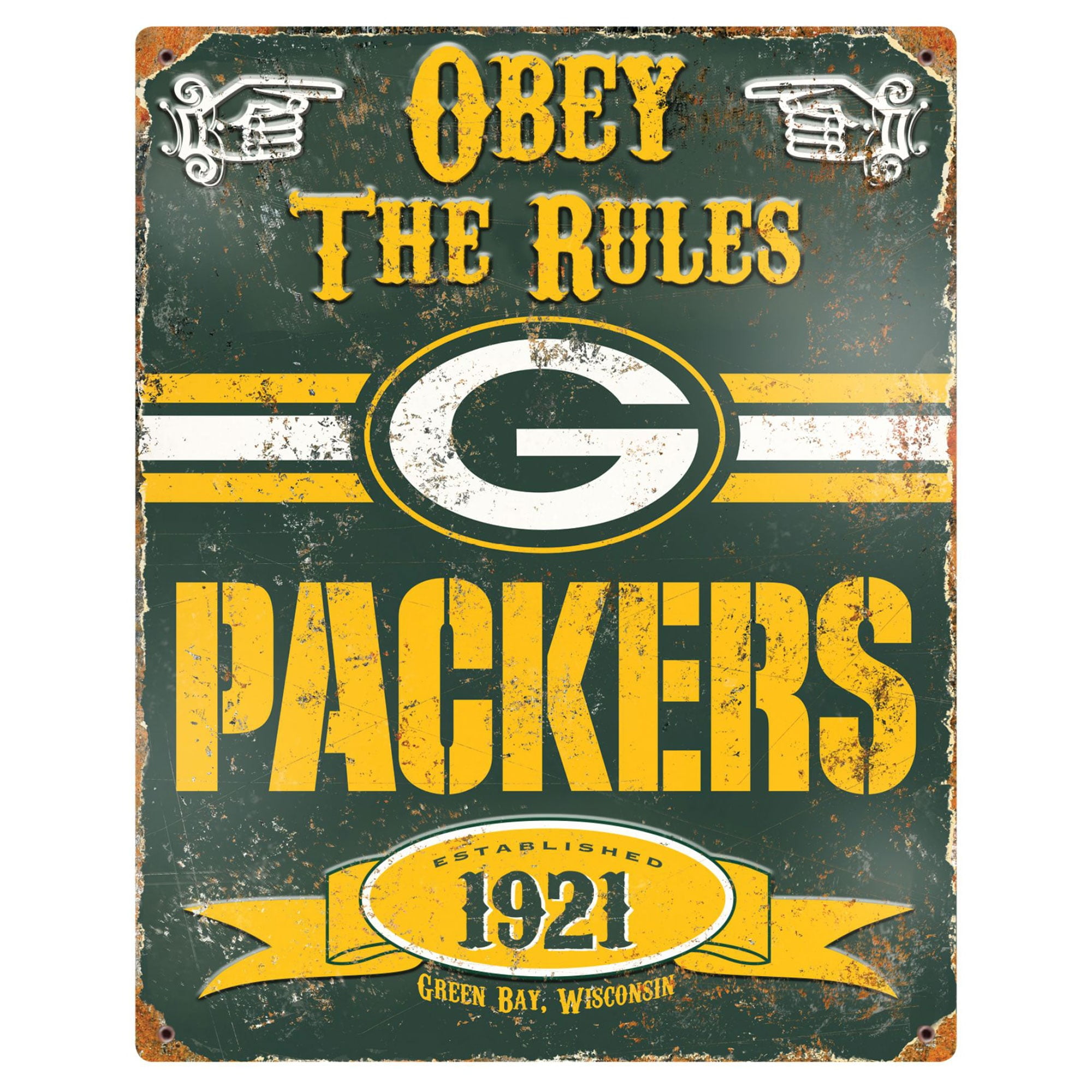 Green Bay Packers 14.5'' x 11.5'' Embossed Metal Sign - Walmart.com ...