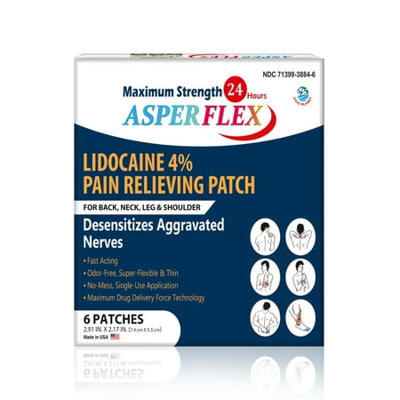 Asperflex Odor Free Max Strength Lidocaine Pain Relief Patch for Back Pain, 6 Count | Walmart Canada