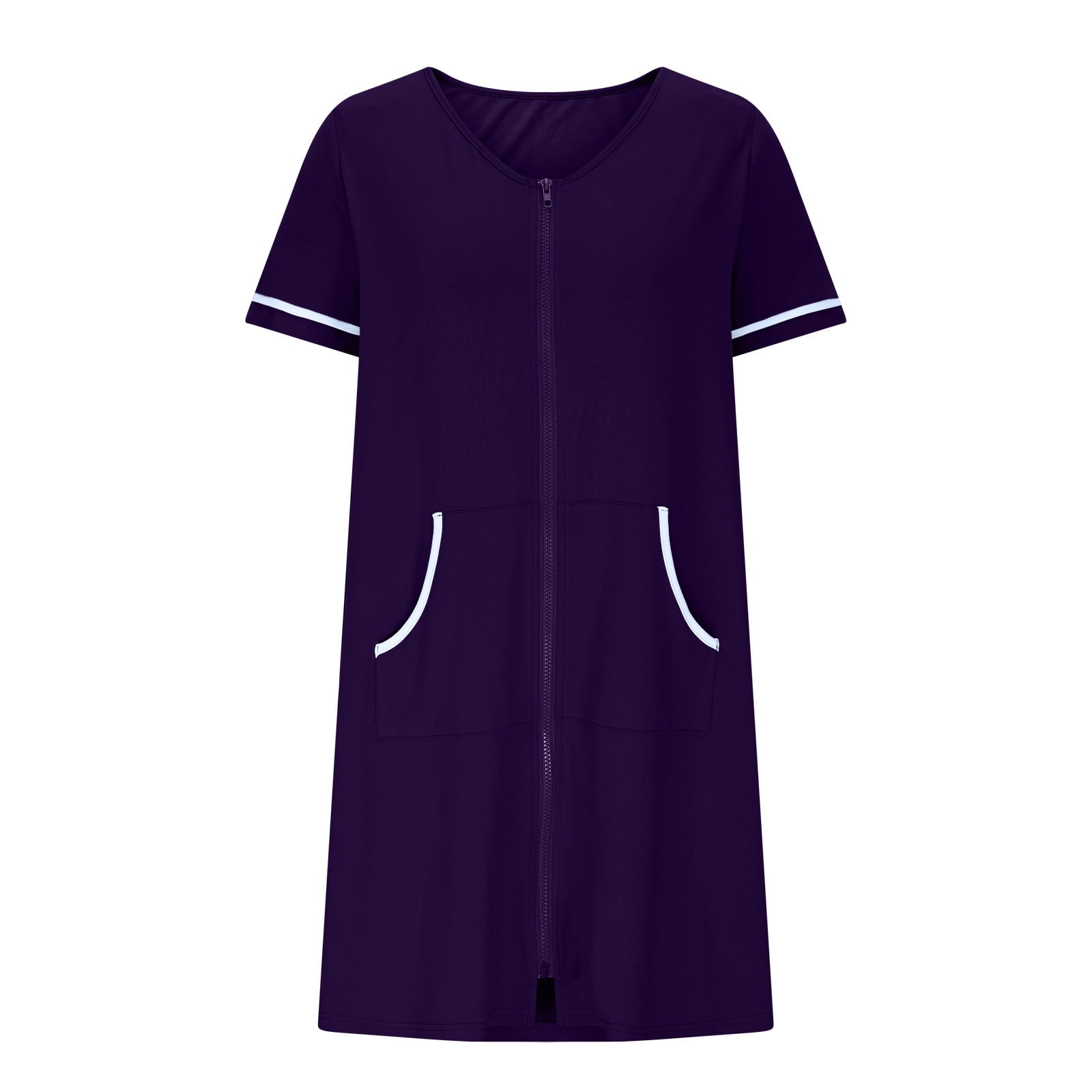 HUJlwoi Short Sleeve Sleepshirt for Women Soft Pockets Robe Nightshirt ...