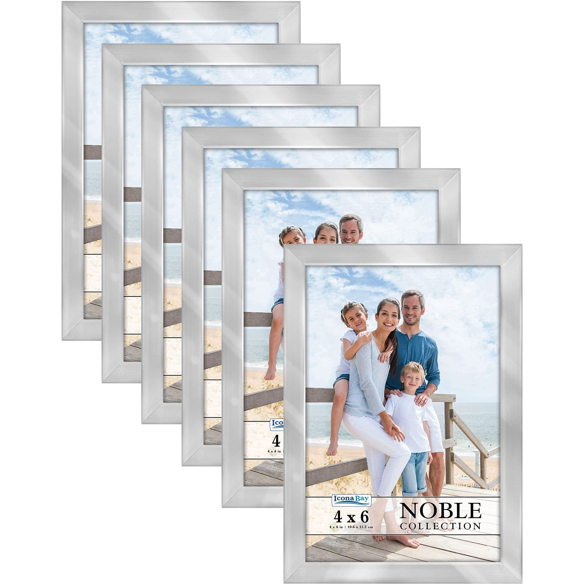 Icona Bay 4x6 Brushed Silver Picture Frames, Contempo-Modern Style, 6 ...