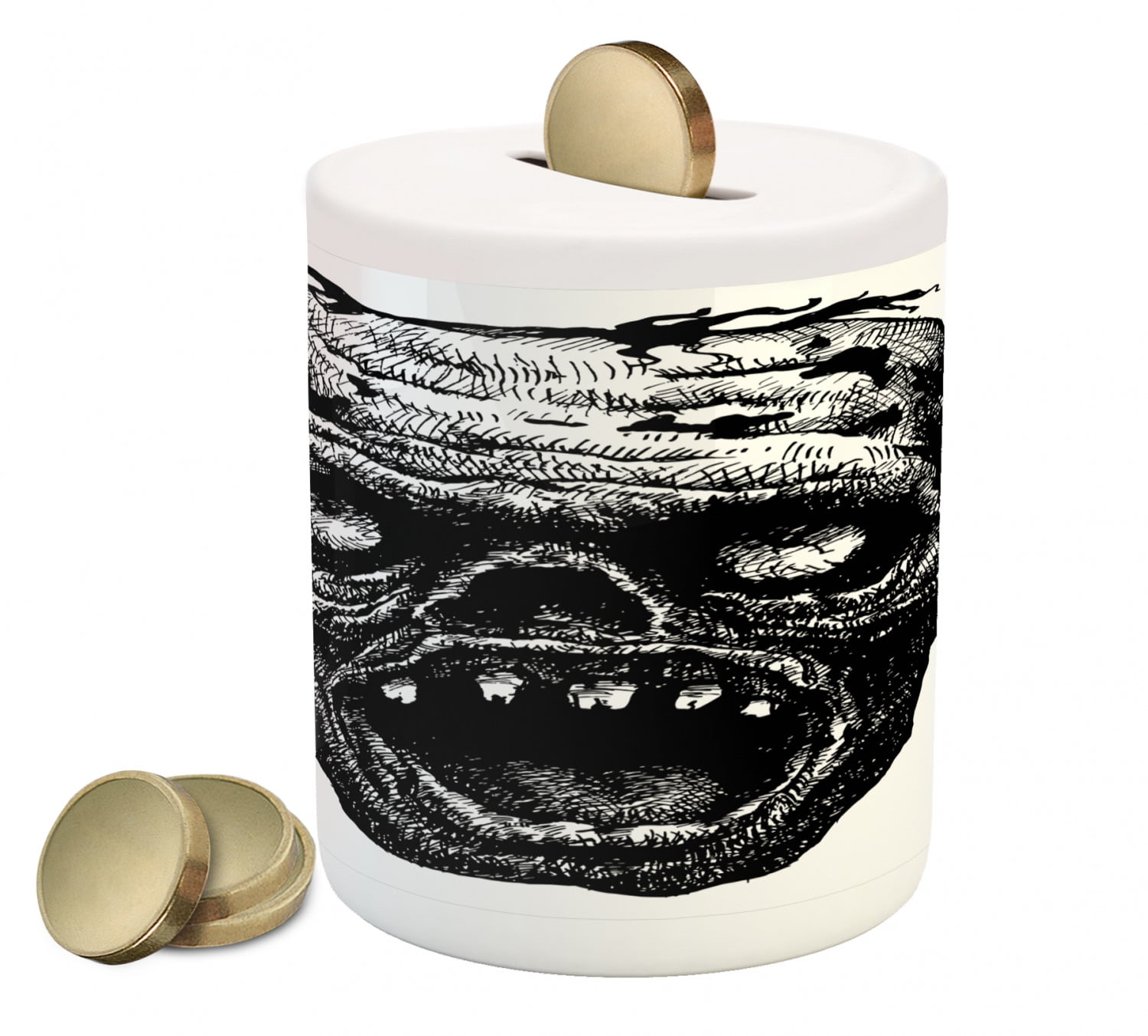 Halloween Piggy Bank, Zombie Head Evil Dead Man Portrait Fiction ...