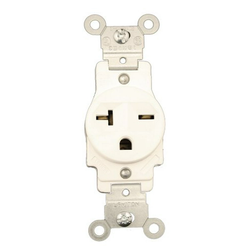 Leviton 5821-W 20-Amp, 250-Volt, Narrow Body Single Receptacle ...