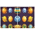 Cartoon Planets Pattern Kitchen Curtains Tier Set 27x36 Inch 2 Panels ...