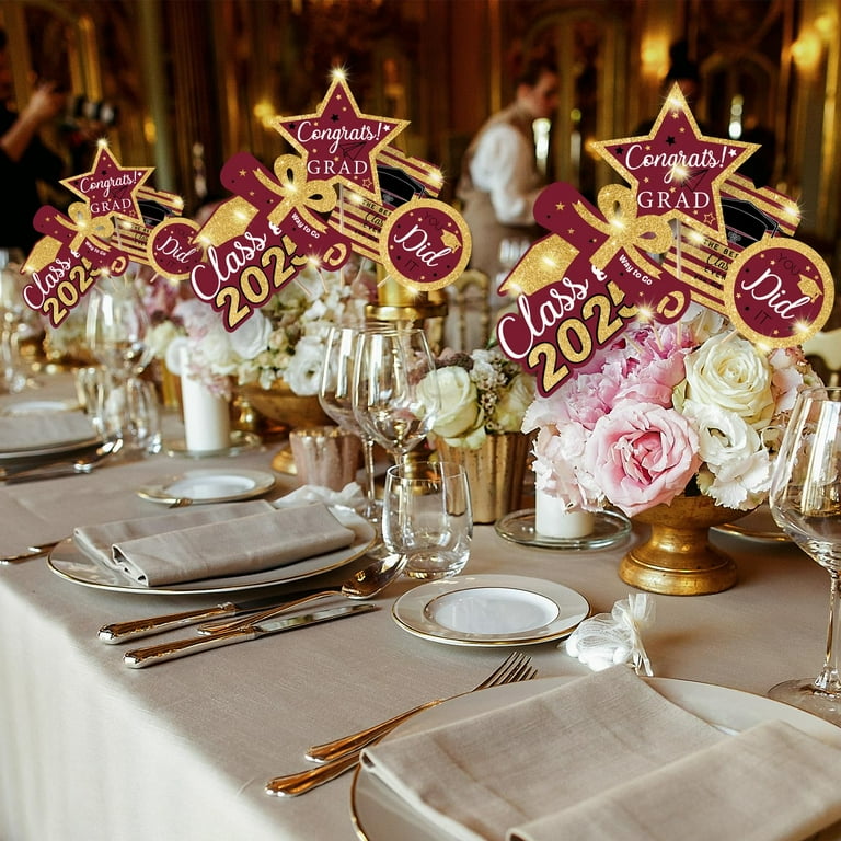Maroon Graduation Centerpieces Graduation Decorations Maroon Gold