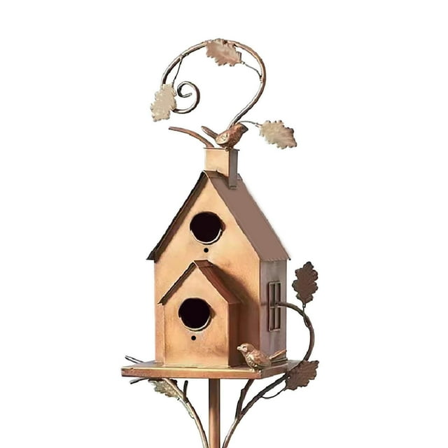 BeforeyaynMetal Bird House With Poles Outdoor Metal Bird House Stake ...