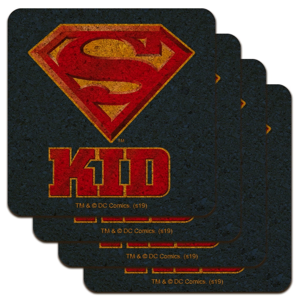 Superman Super Kid Shield Logo Low Profile Novelty Cork Coaster Set ...