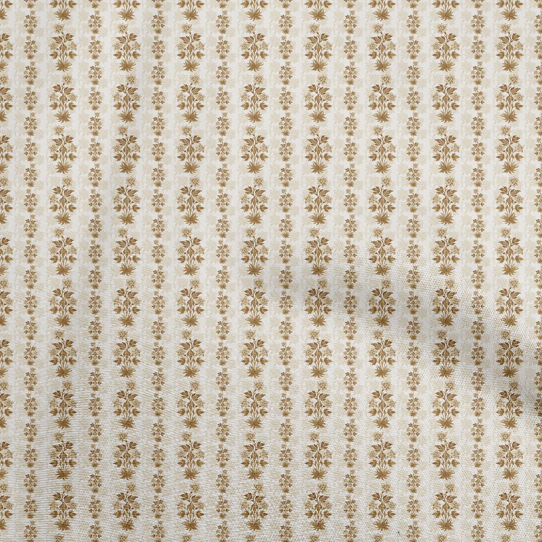 oneOone Cotton Cambric Beige Fabric Floral Sewing Material Print Fabric ...