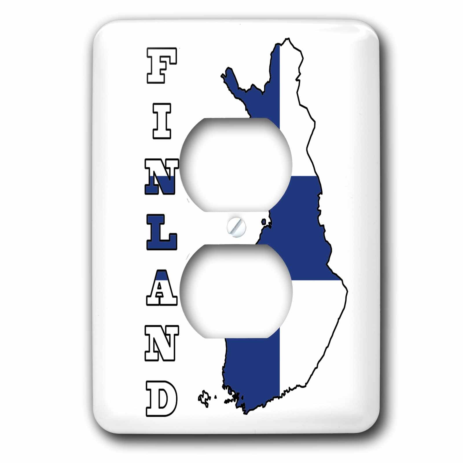 3dRose The flag of Finland in the outline map of the country and name ...
