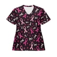 Binienty Breast Cancer Theme Scrub Shirt for Women Breathable V Neck ...