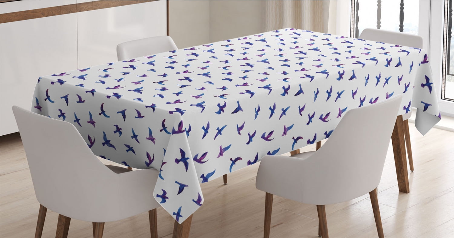 Birds Tablecloth, Flock of Flying Pigeons and Doves Transitioned Color ...