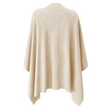 PULI Womens Open Front Poncho Sweater Pure Wrap Topper （Beige ...