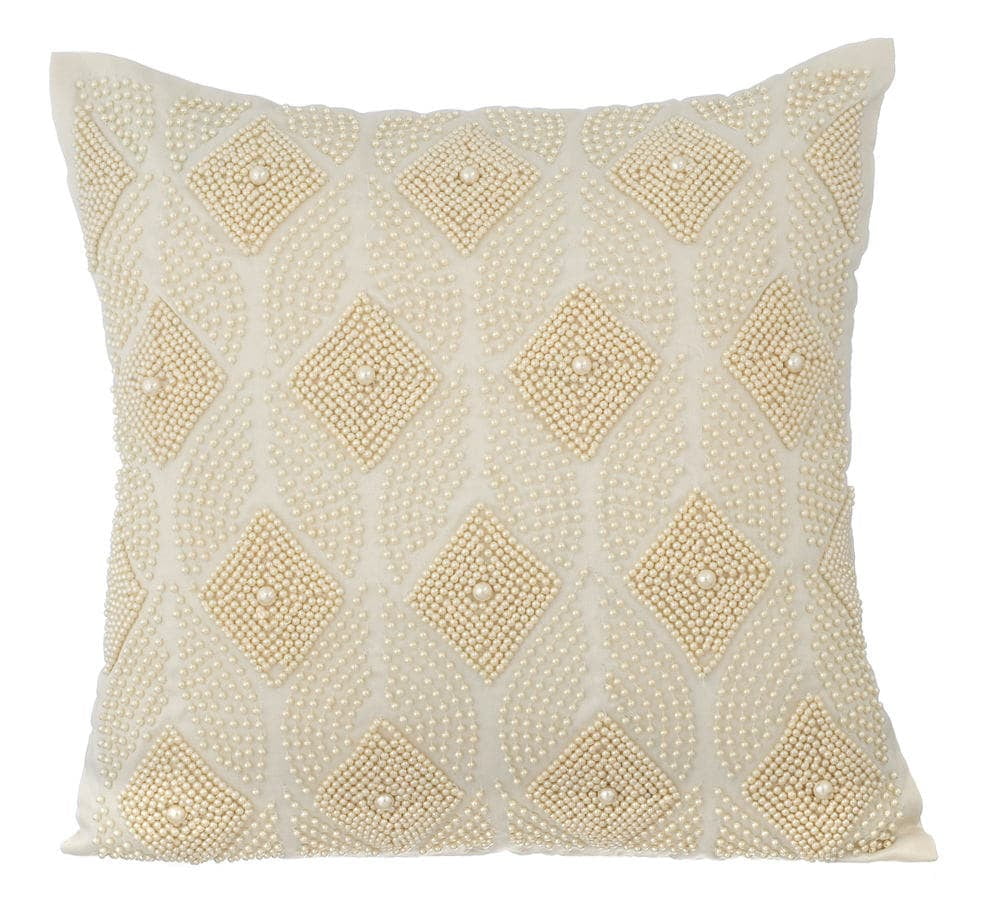 Cushion Cover, Ivory Decorative Pillowcase 16x16 inch (40x40 cm), Silk ...