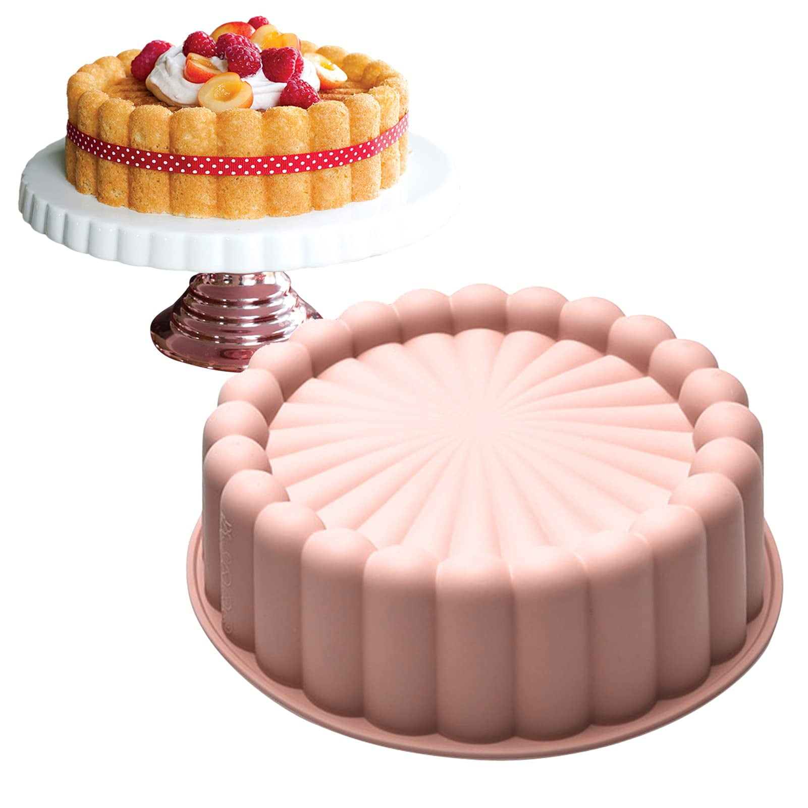 8 Inch Silicone Charlotte Cake Pan - Nonstick Round Silicone Mold for ...